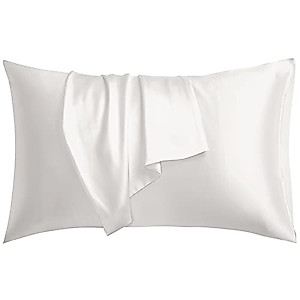 Vividmoo Silk Pillowcase for Hair and Skin 100% Natural Mulberry Silk Pillow Case 22 Momme Pillow Cover with Envelope Closure, Both Side Grade 6A Pure Silk Pillow Sham (White, Standard-1 Pack)