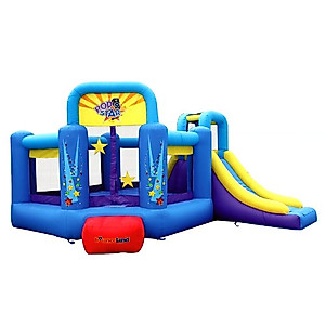Bounceland Pop Star Inflatable Bounce House Bouncer, Large Bouncing Area with Long Slide, Climbing Wall, Basketball Hoop, UL 1HP Blower Included, 15 ft x 13 ft x 8.3 ft H, Pop Star Kids Party Theme