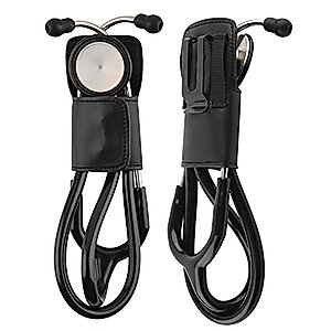 Beautyflier Black PU Leather Stethoscope Holder with Clip for All Models: Littmann, ADC, MDF, Adscope, Perfect for Physicians, Nurses, EMT, Medical Nursing Students, Work with Comfort (Black)