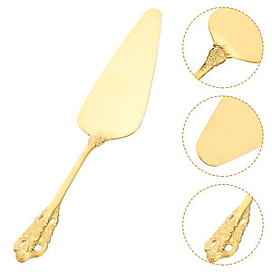 CALLARON Stainless Steel Cake Server Pie Server Cake Knife Pizza Cutters Scraper Tart Dessert Slicer Cake Silvery Serving Spatulas For Wedding Birthday Loaves Egg Butter Golden