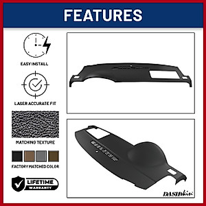 DashSkin USA American Made Dash Cover Cap Compatible with 07-14 Tahoe Suburban Yukon Avalanche - Easy Cracked Dash Fix - w/o Speaker Holes in Black (Fits Single Glovebox Silverado/Sierra ONLY)