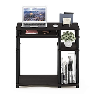 Furinno Abbott Computer Desk with Bookshelf, Espresso/Black