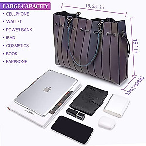chosping Geometric Luminous Women's Fashion Handbags Tote Holographic Reflective Shoulder Bag Flash Purses (TOTE)