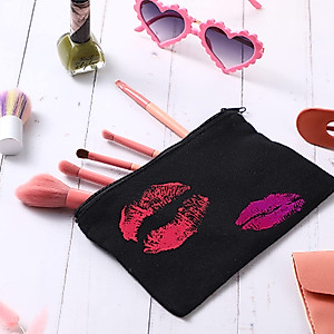 Frienda 50 Pack Canvas Zipper Pouch Bulk Blank DIY Craft Bag canvas makeup bags Multipurpose Pouch Toiletry Tote Bag for Makeup Travel Cosmetic Stationary Storage(Black)