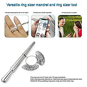 DoGeek Ring Sizer Measuring Tool Set Metal Ring Sizers Stainless Steel Ring Gauges Finger Sizer & Ring Mandrel Aluminuml (Size 1-13), 27 Pcs