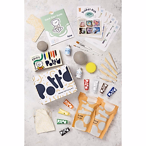 Pott'd™ Home Air-Dry Clay Pottery Kit for Beginners, Pottery Kit for Adults. Kit Includes: Air-Dry Clay for Adults, Tools, Paints, Brushes, Sealant, How-to-Guide, Gift - Regular Paints