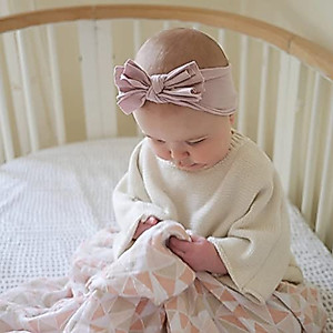 Ely's & Co. Bow Headband Set for Baby Girl 0-12 Months (Blush Pink, Tan & Ivory, 3 Pack)