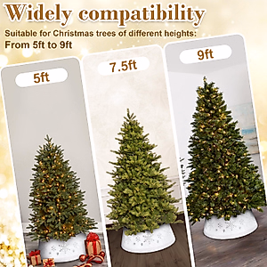 LASPERAL White Christmas Tree Collar, 30 Inches Sliver Snowflake Tree Ring for Artificial Tree Farmhouse Plush Xmas Tree Stand Cover with Plastics Sheets Christmas Holiday Tree Decoration