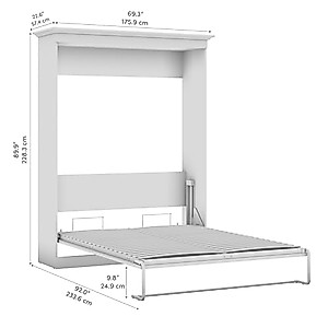 Bestar Versatile 65W Queen Murphy Bed in White, Sleeping Arrangement for Multipurpose Area, Bedroom, Guest Room, or Living Room