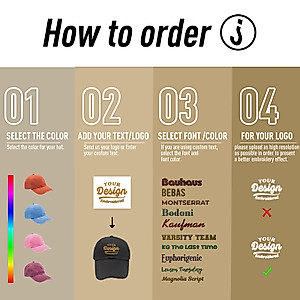 Custom Embroidered Hats, Personalized Emboridery Baseball Caps with Text Logo, Customized Adjustable Unisex Baseball Hat Gifts for Men Women Black