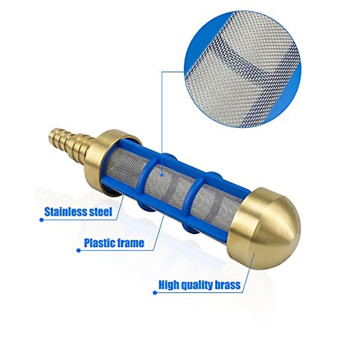 TIKSCIENCE Pressure Washer Filter Brass 3/4'' 5/8'' Hose Water Suction Strainer Pickup Filter Hose Inlet Strainer for Water Tank Connection to Suction Hose
