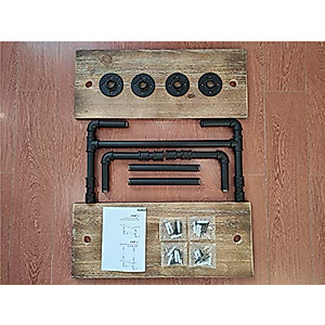 LoftPaipes Industrial Pipe Bathroom Shelf,Rustic Wood Wall Mount Shelf with Towel Bar,24" Black Matte Towel Racks,2 Tiered Metal Floating Shelves Shelving Iron Towel Holder