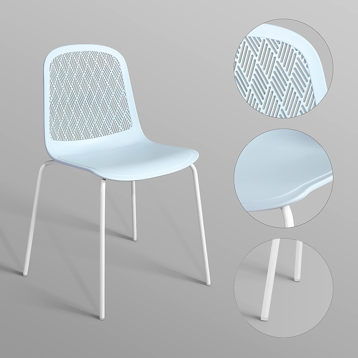 Armless Modern Chairs with Metal Legs for Living, Bedroom, Kitchen, Dining, Lounge Waiting Room, Restaurants, Cafes, Set of 4