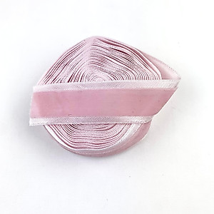 Heyiwell 5Yard Light Pink Single Face Velvet Ribbon Edge Wired for Christmas,Gift Wrapping,Hair Bows,DIY Crafts 25mm(1"Inch)