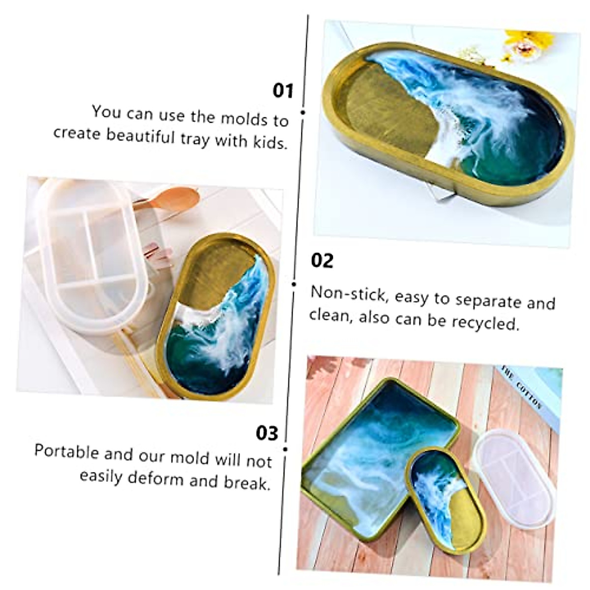 COHEALI 2pcs Pallet Mold Round Decorative Tray Agate Coaster Silicone Tray Silicone Molds for Resin Epoxy Resin Molds Silicone Tray Molds for Epoxy Resin Silicone DIY Tools DIY Accessory