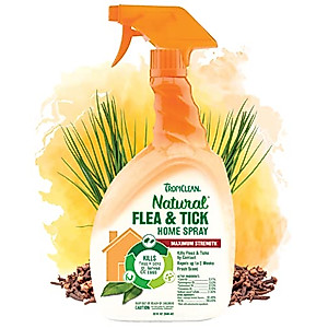 TropiClean Natural Flea and Tick Spray for Home | Maximum Strength Flea Spray for Carpet and Furniture | Family-Friendly & Safe | Made in the USA | 32oz