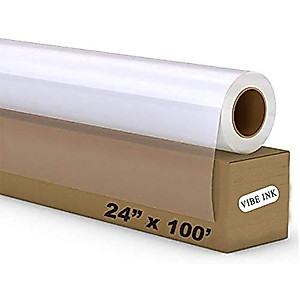 Rolls of 24" inches x 100' feet- 5 MIL - Waterproof Screen Printing Inkjet Film Transparency for EPSON HP Canon (Water-Based-dye and Pigment Ink) Printers 2"core (1)