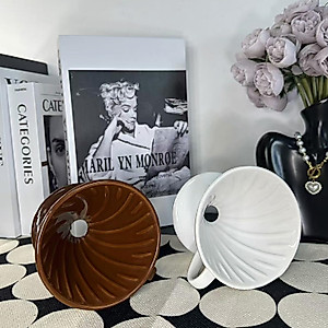 Pour Over Coffee Maker, Single Cup Coffee Dripper, Manual Porcelain Slow Brewing Accessories for Travel, Camping, Office, Home, Cafe, Coffee Gifts (White, Small,1-2Cups)