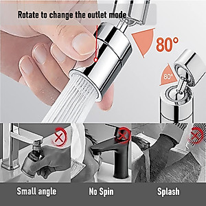YOXITIXOY YSQ Aerator, 80-Degree Big Angle Swivel, Dual-Function Kitchen Faucet Accessory, Polished Brass & ABS Material, 360° Swivel, Universal Fit (5.59x1.3 inches)