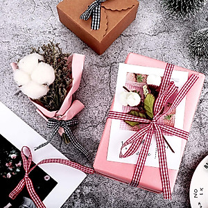 Red and White Gingham Ribbon, 5/8" x 25Yd Roll Picnic Craft Ribbon Red Buffalo Ribbon for Crafts Hair Accessories Craft and Christmas Gift Wrapping,5/8 Inch Polyester Woven Edge +60" Tape Measurement