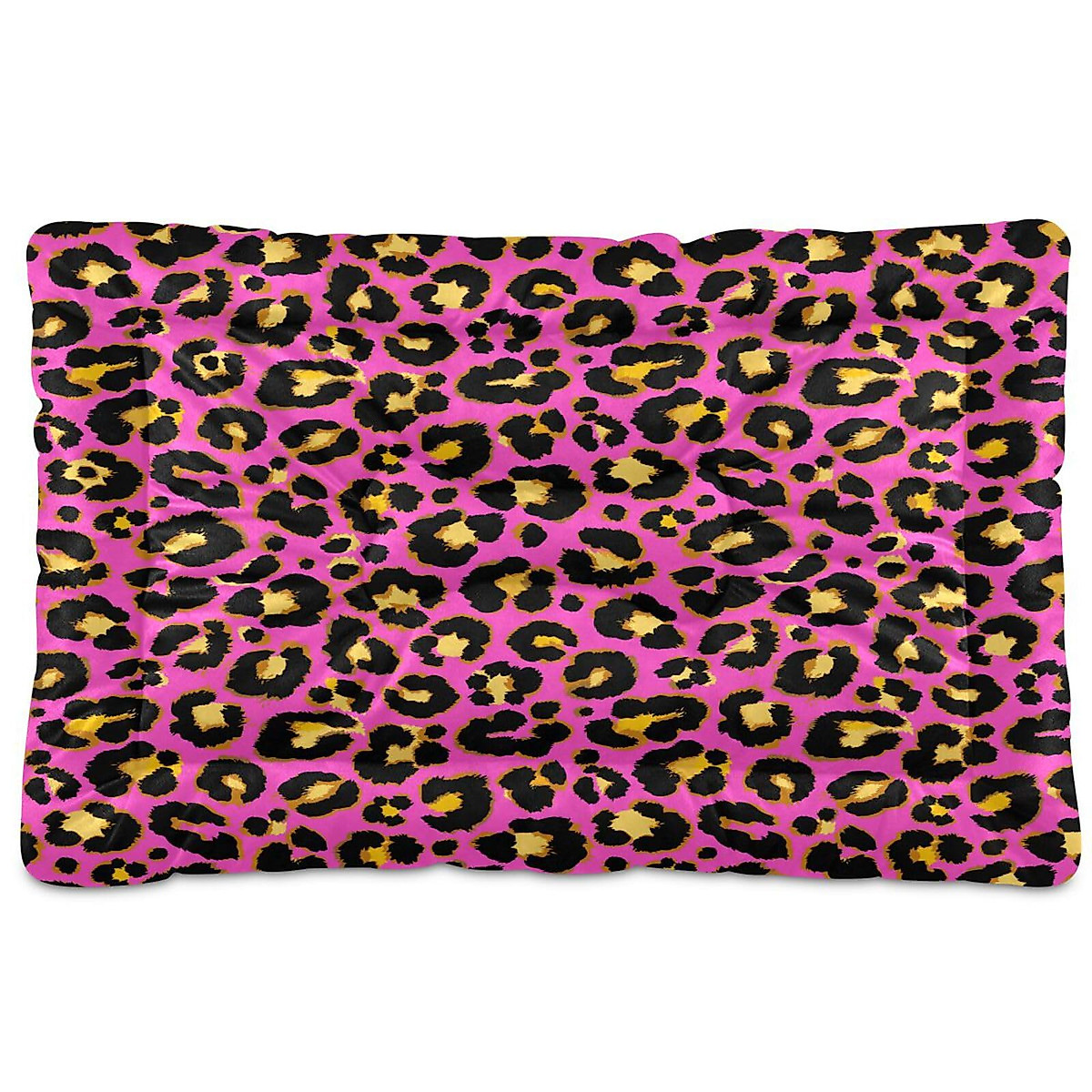 YETTASBIN Leopard Crate Pet Bed, Portable Washable Dog Cat Mat, Soft Comfortable Pet Mattress with Non-Slip Bottom for Dogs Cats Sleeping, 24 x 18 Inch