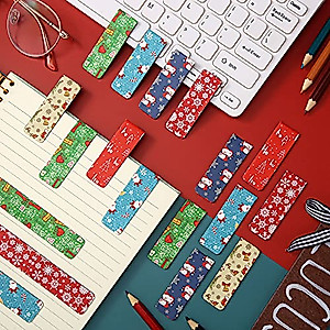 48 Pieces Christmas Magnetic Bookmarks Bulk Santa Reindeer Bookmarks Magnet Page Markers Xmas Magnetic Page Clips Bookmark for Students Teachers Book Lovers School Home Office Supplies, 6 Styles