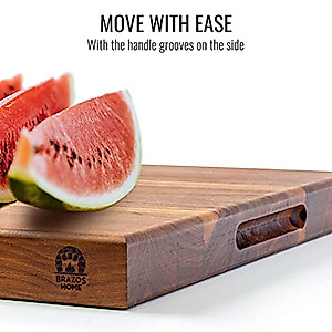 Brazos Home Dark Walnut Wood Cutting Board for Kitchen, Butcher Block, Chopping Board, Wood Cheese Board, Unseasoned, Includes Brazos Board Butter, Charcuterie Board, Meat Cutting Board, 20x15, XL