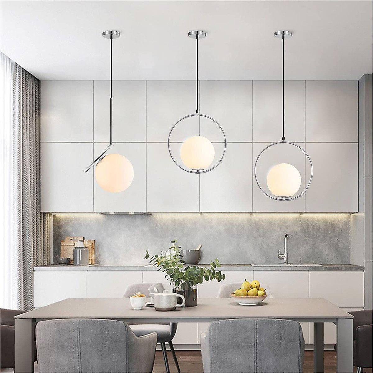 BOKT Frosted White Glass Globe Lamp Shade Replacement Milk Glass Ball Lampshade Cover Opal Sphere Shade for Pendant Light, 5.9” Diameter, 2.64" Opening Diameter (White)