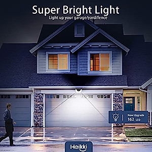 Heikki Solar Lights Outdoor, New Upgraded 162 LED/ 3 Modes Motion Sensor Security Lights with 270° Wide Lighting Angle, IP65 Waterproof Solar Powered Lights for Garden Fence Garage Patio (6 Pack)