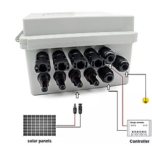 lopopvsys 4 String PV Combiner Box with Lightning Arreste, 15A Rated Current Fuse and 2P 63A Circuit Breakers for On/Off Grid Solar Panel System (4 String PV Combiner Box)