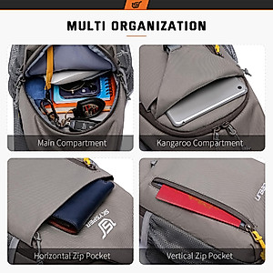 SKYSPER Sling Bag Crossbody Backpack - Chest Shoulder Cross Body Bag Travel Hiking Casual Daypack for Women Men(Khakigrey)