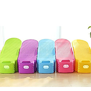 ZANBANG Thicking Shoe Slots Organizer,6 Pack Adjustable Shoe Stacker for Closet Organization with 3 Level ZML-285 (Blue)