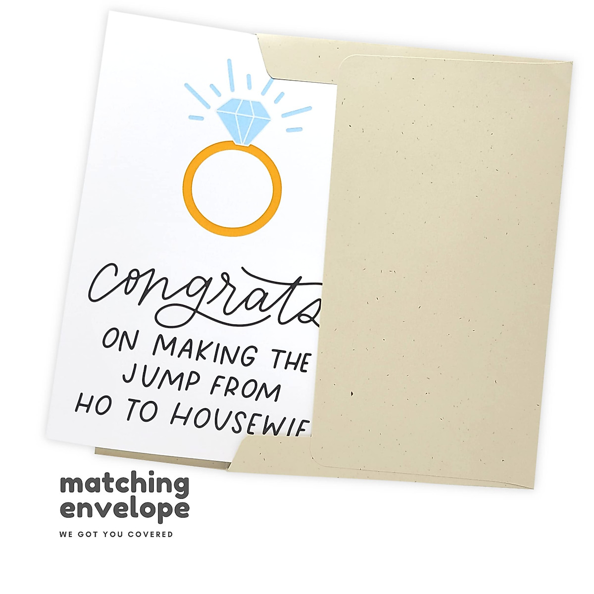 Sleazy Greetings Funny Wedding Card For Bachelorette Party Bridal Shower - Congrats On Making The Jump From Ho To Housewife - Funny Congratulations Card For Bride To Be