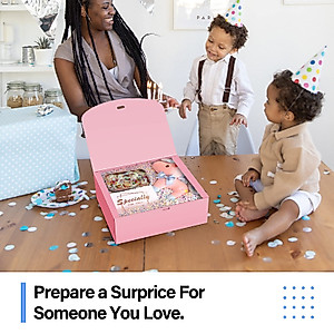 PEKGRIL 15 PCs Gift Boxes with Lids, Pink 10X8X4 Inch Gift Boxes, Bridesmaid Proposal Box with Ribbon, Kraft Paper Boxes for Wedding, Packaging, Present, Birthday, Christmas, Party