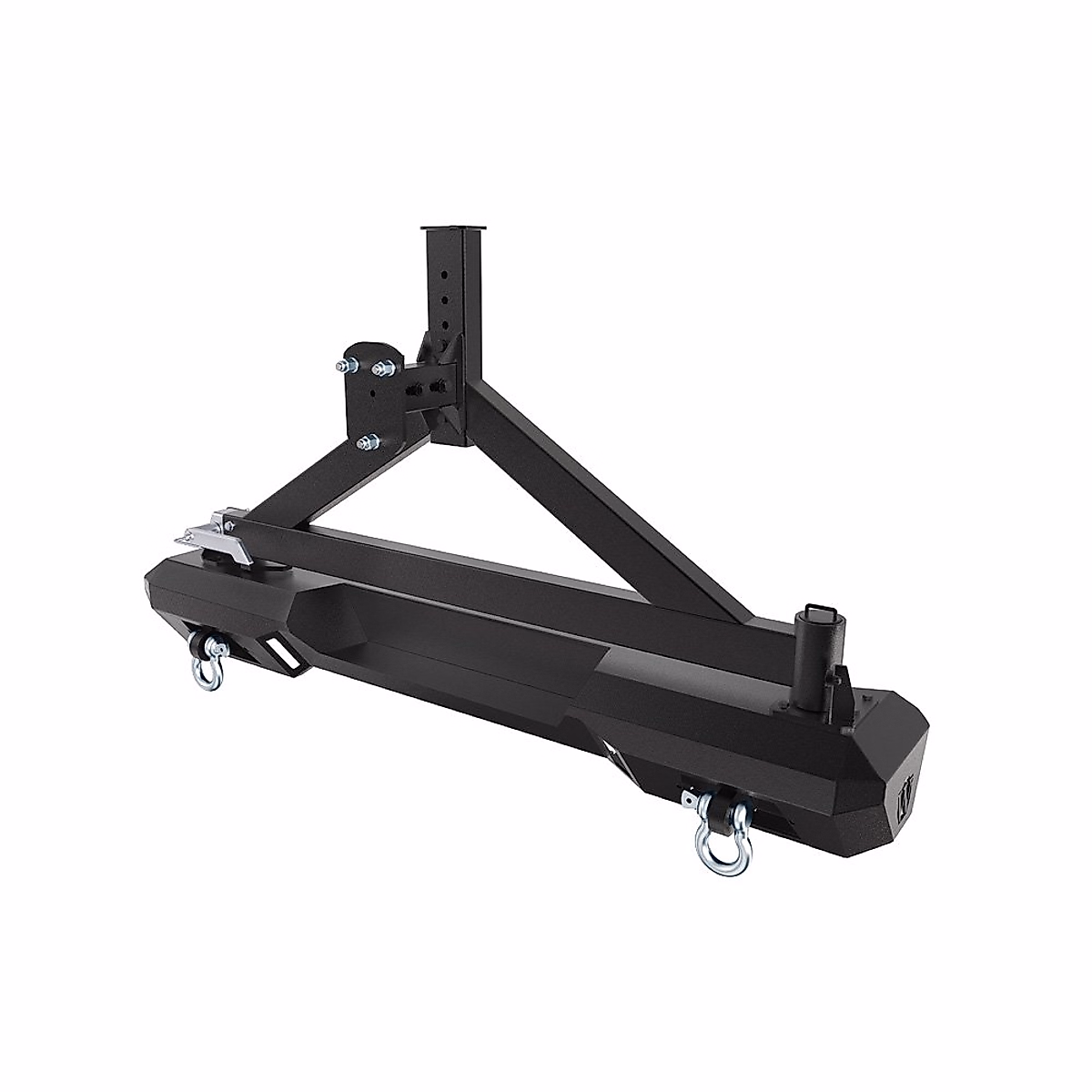 APS Black Textured Rock Crawler Rear Bumper with Tire Carrier & 2X D-Ring for 2007-2018 Wrangler JK