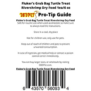 Fluker's Grub Bag Turtle Treat - River Shrimp 6oz - Includes Attached DBDPet Pro-Tip Guide