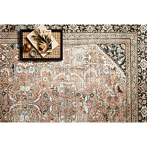 Loloi II Wynter Collection WYN-02 Auburn/Multi 5'-0" x 7'-6", 13" Thick, Area Rug, Soft, Durable, Printed, Vintage Inspired, Low Pile, Non-Shedding, Easy Clean, Living Room Rug