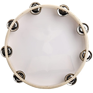 Elsjoy Set of 2 Tambourine, 10" and 8" Dove and Bible Church Tambourine with Double Row Jingle, Wooden Handbell Hand Clap Drum Percussion Instrument