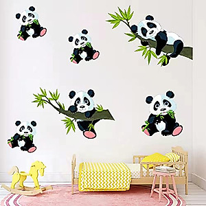 Honkoolly Cartoon Panda on The Tree Branch Kids Room Wall Stickers Removable Wall Art Decor for Child Decal Bathroom Bedroom Living Room Playroom Decoration Decal (Panda)