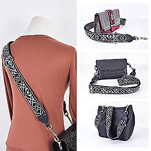 CLOUDMUSIC Handbag Strap Replacement Crossbody Strap Purse Strap With Silver Clips For Women Girls(Silver Vintage)