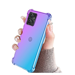 Koarwvc Case for Motorola ThinkPhone Case, Moto ThinkPhone 5G Case, Crystal Clear Case Gradient Slim Anti Scratch TPU ShockProof Protective Phone Cases Cover for Motorola ThinkPhone 2023 (Purple/Blue)