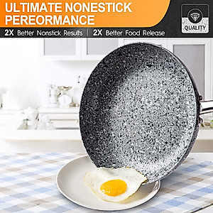 MICHELANGELO Stone Frying Pans Set 10 Inch & 12 Inch, Nonstick Frying Pans with 100% APEO & PFOA-Free Stone Non Stick Coating, Granite Skillet Set, Nonstick Skillets 2 Pcs