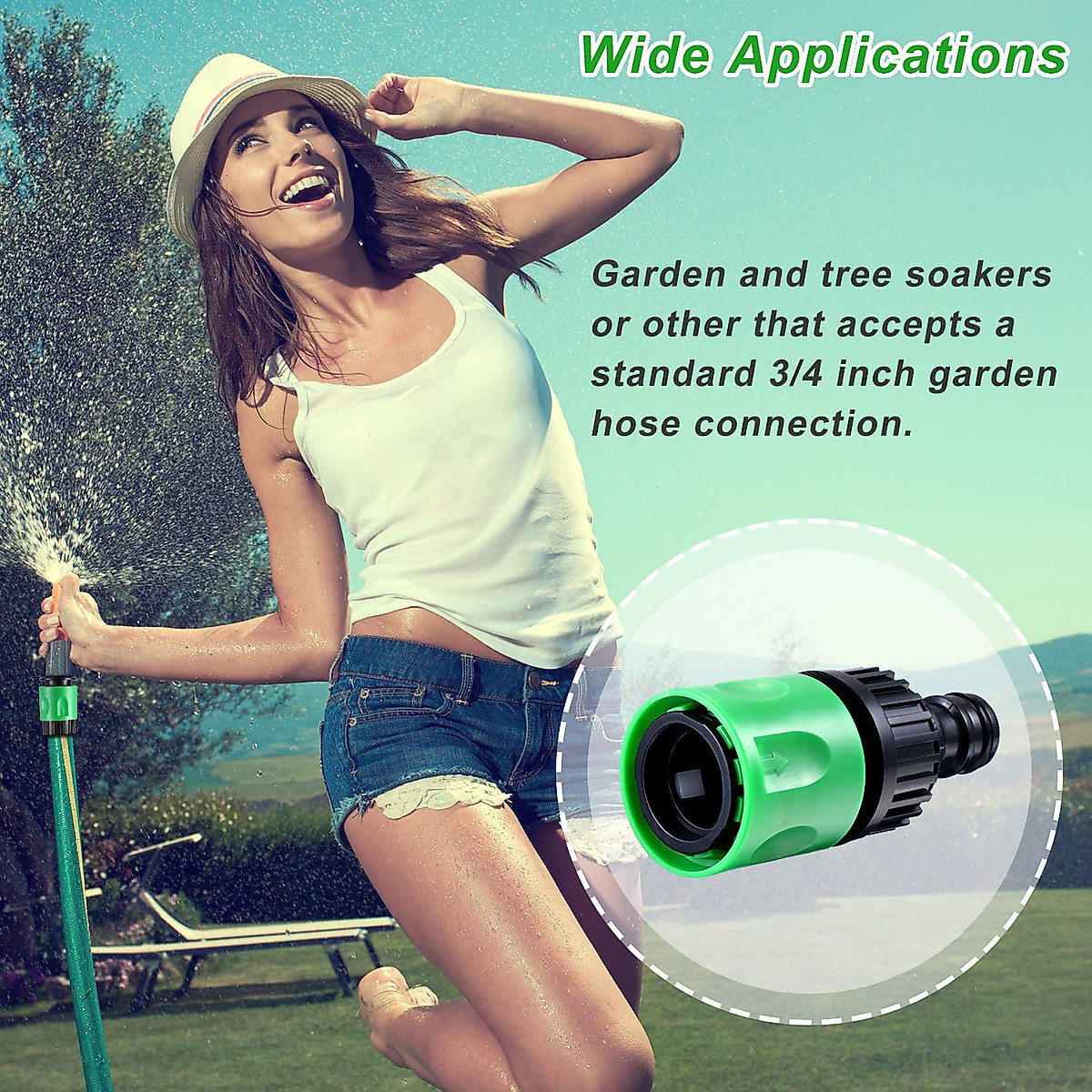 Hotop 16 Pieces Garden Hose Connector 3/4 Inch Plastic Water Hose Fittings Male and Female Connectors Hose End Adapters with 10 Pieces Rubber Gaskets