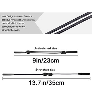 Festty Glasses Strap Sports 3 pcs Eyeglasses Strap Holder for Kids Women Men, Adjustable Sunglasses Strap Eye Glasses String Strap (Black)