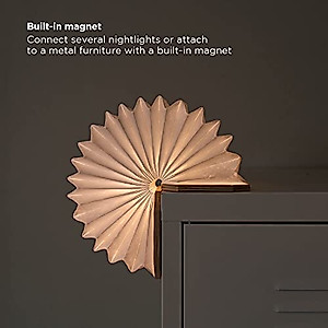 mooas Accordion LED Rechargeable nightlight, Wooden Book lamp, Wooden lamp, Wooden booklight, Folding Night Light, USB Rechargeable Wooden Table lamp with Magnetic Strap (Dark Brown)