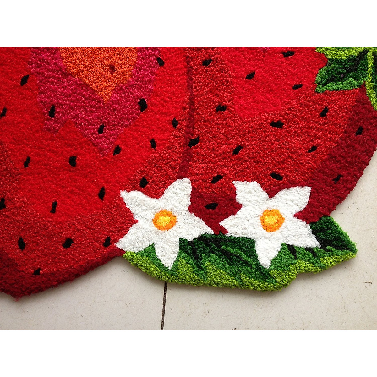 Newrara Strawberries Modern Shag Area Rugs Strawberries Mat Living Room Carpet Bedroom Rug for Children Play Solid Home Decorator Floor Rug and Carpets