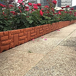 Garden Edging Set Plastic Fence, Imitation Stone Fence, Garden Edging Border Imitation Stone Brick, for DIY Decorative Patios Lawn Paths Landscape Walkways Flower Beds Border-20pcs