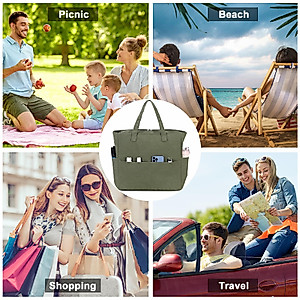 LEDAOU Beach Bag Waterproof Sandproof Women Tote Bag Pool Bag with Zipper for Gym Grocery Travel with Wet Pocket