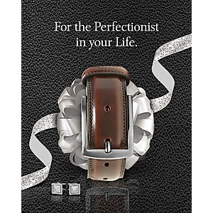 Access Denied Genuine Leather Dress Belts For Men - Mens Belt For Suits, Jeans, Uniform Brown Belt - Designed in the USA
