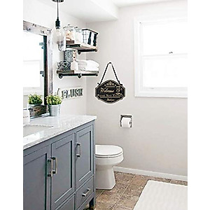 Funly mee Please Seat Yourself Welcome Metal Sign,Bathroom Wall Art Decor-12.2×9.5(in)